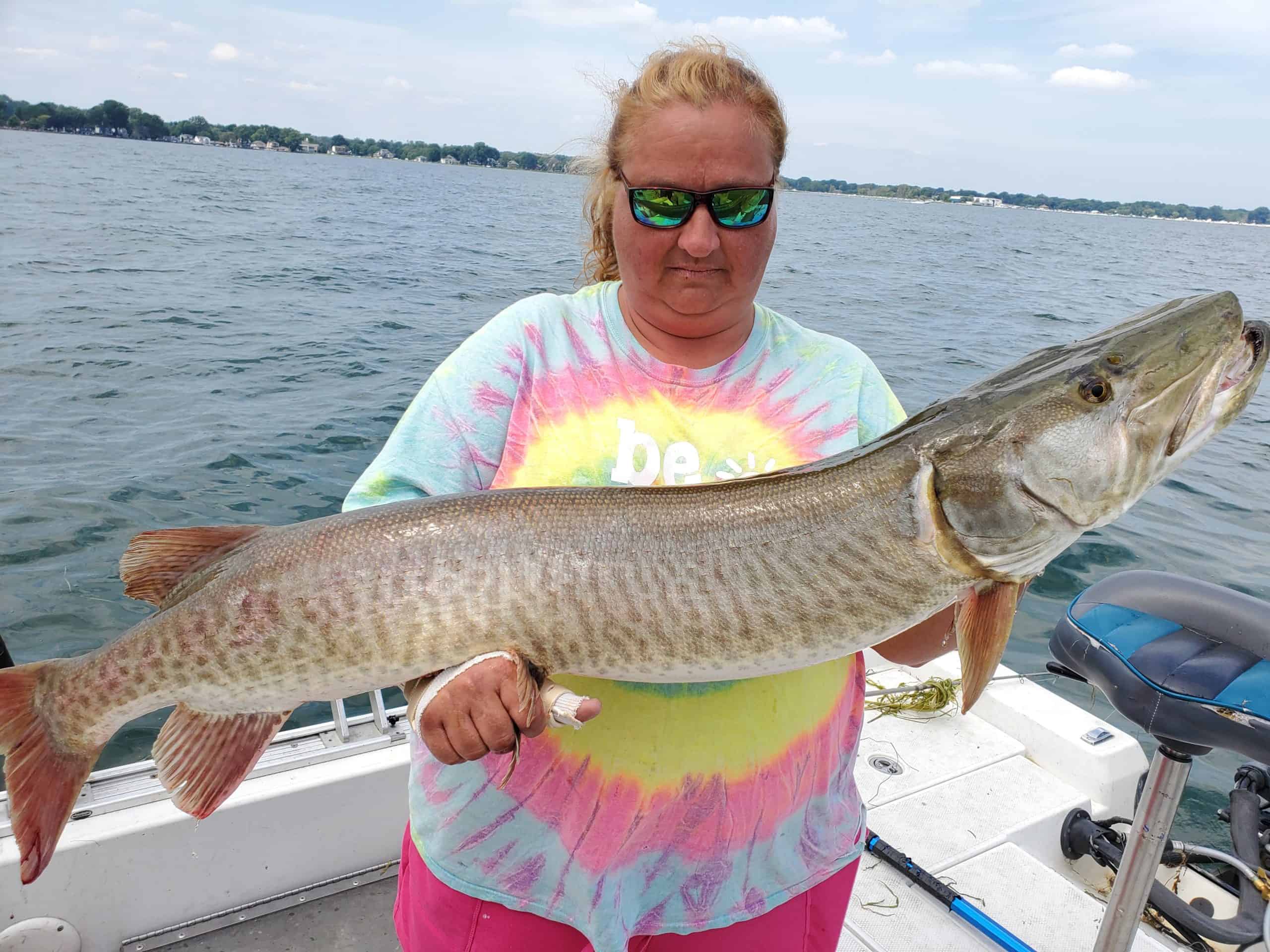 49.25 inch muskie on Lake St Clair in Roseville Michigan on 08/18/2021 ...
